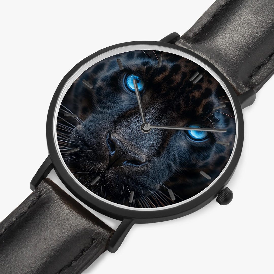 Black Panther Ultra-thin Leather Strap Quartz Watch black With ...