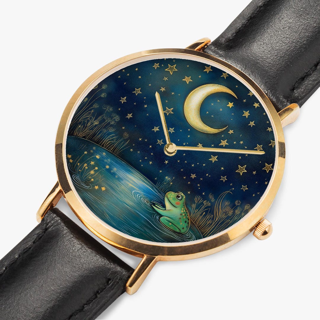 Celestial Frog Serenade - Ultra-thin Leather Strap Quartz Watch (rose ...