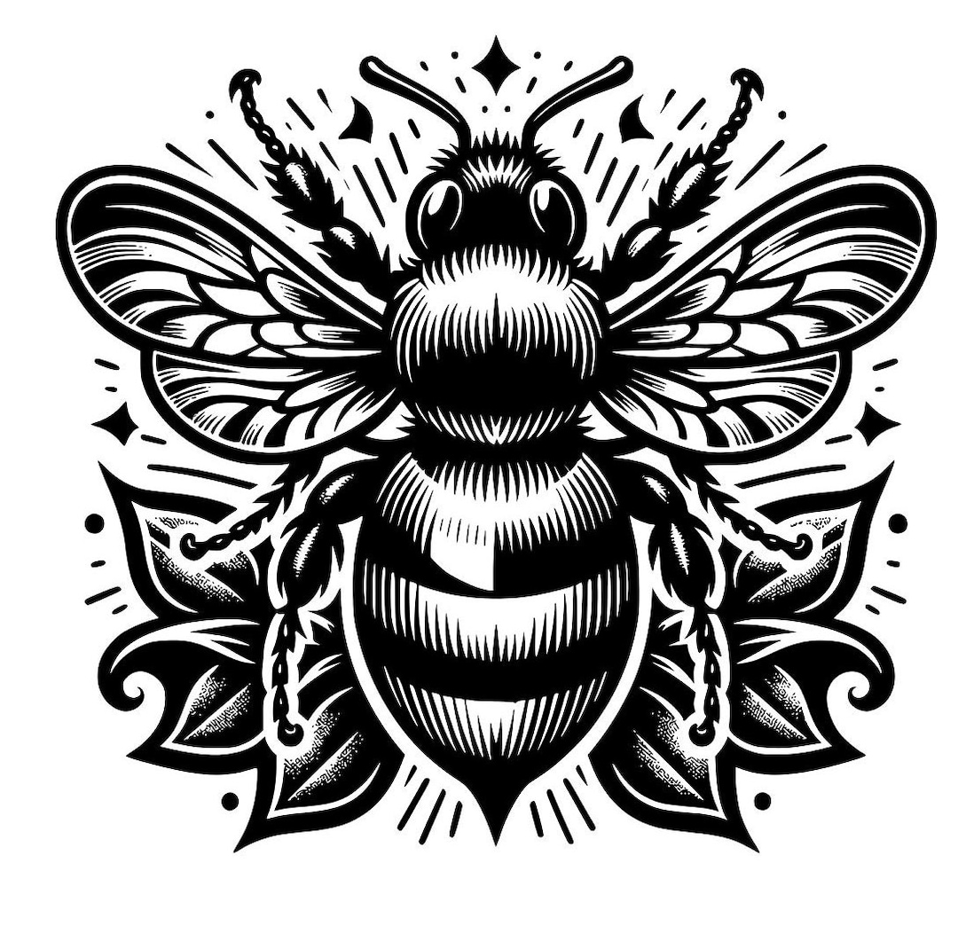 Bumble Bee Vector Design Bundle: Retro Style SVG, PNG, PDF, Jpeg Files ...