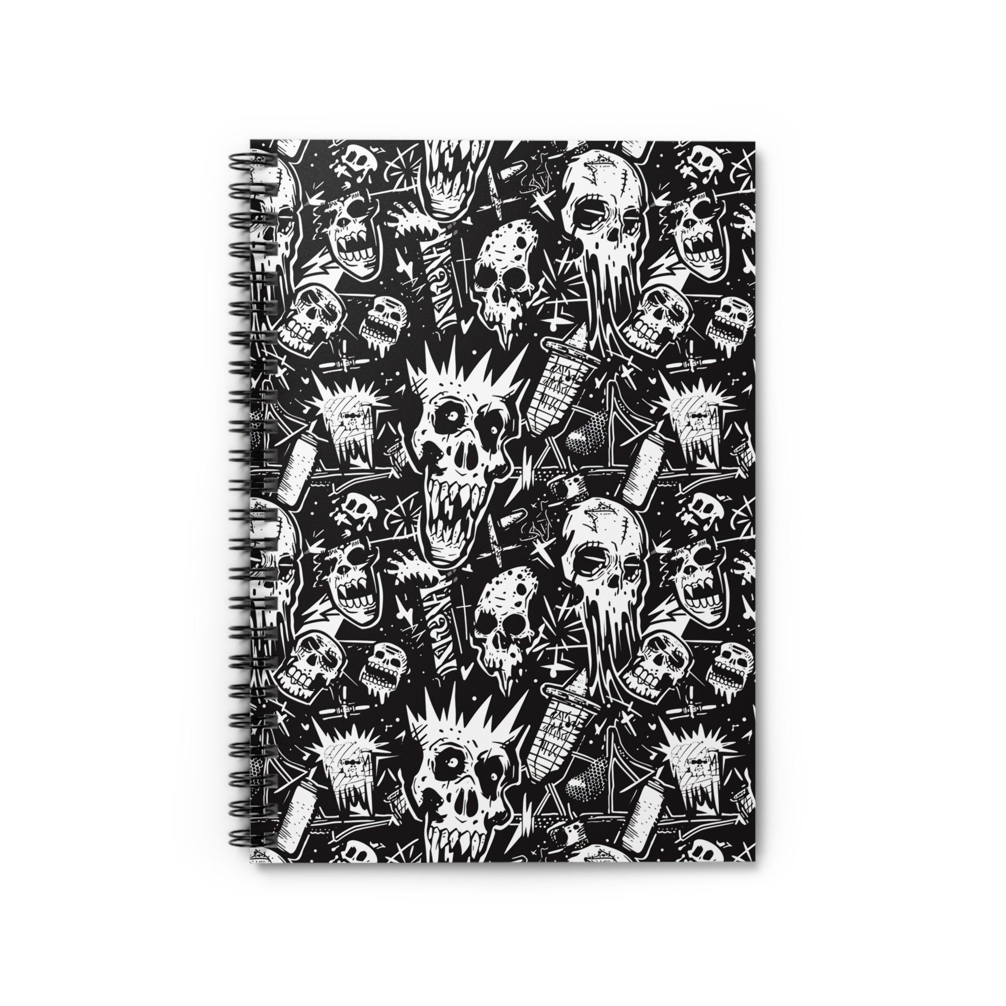 Punk Rock Skulls Notebook Spiral Ruled Line - Etsy