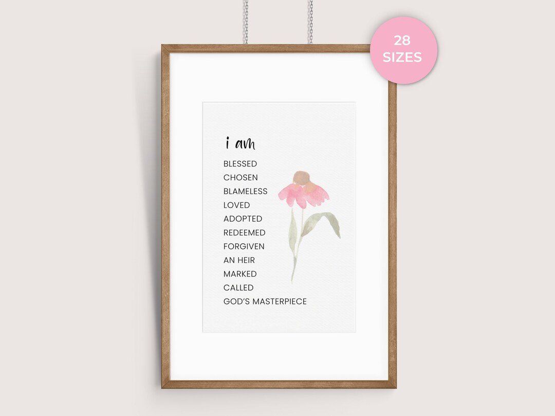 Christian Affirmations Print, I Am Affirmations, Bible Verse ...