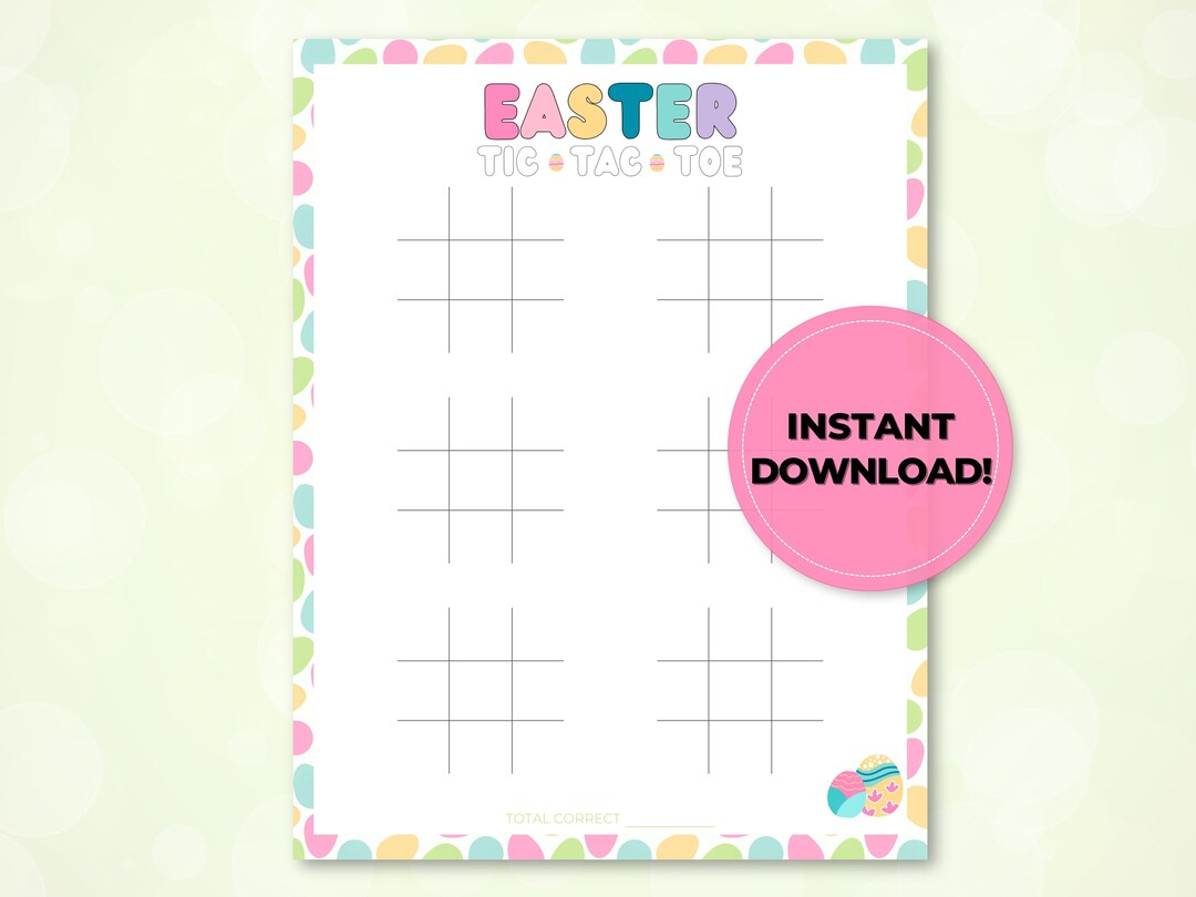 Easter Tic Tac Toe Printable Game, Tic Tac Toe Game Sheets, Easter ...