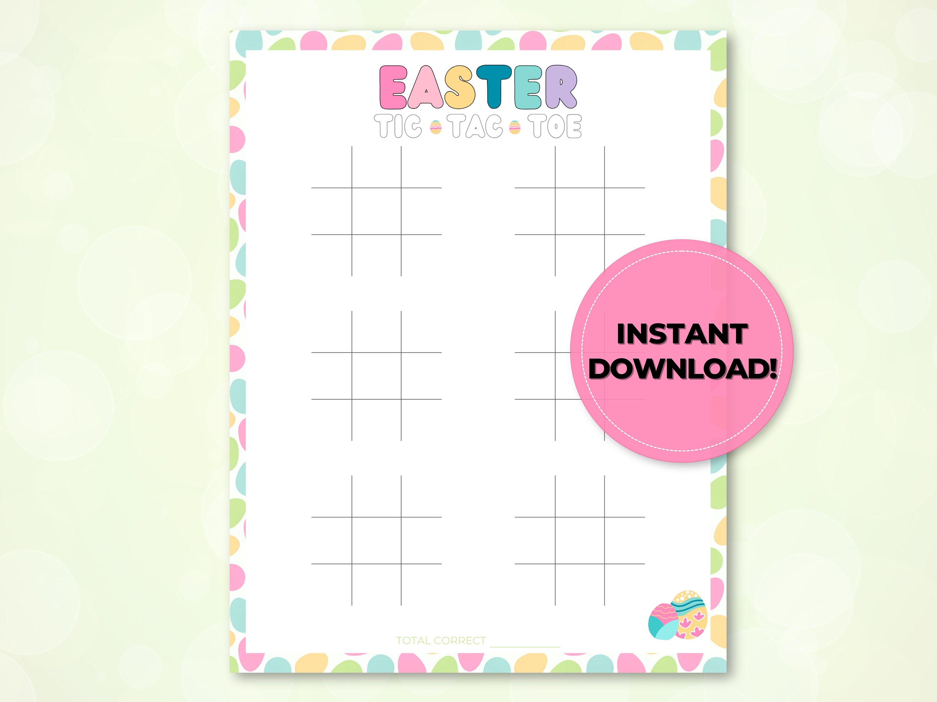 Easter Tic Tac Toe Printable Game, Tic Tac Toe Game Sheets, Easter ...