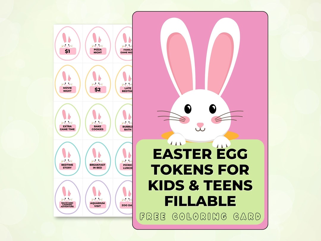 Printable Easter Eggs Tokens, Easter Egg Coupons, Easter Egg Fillers ...