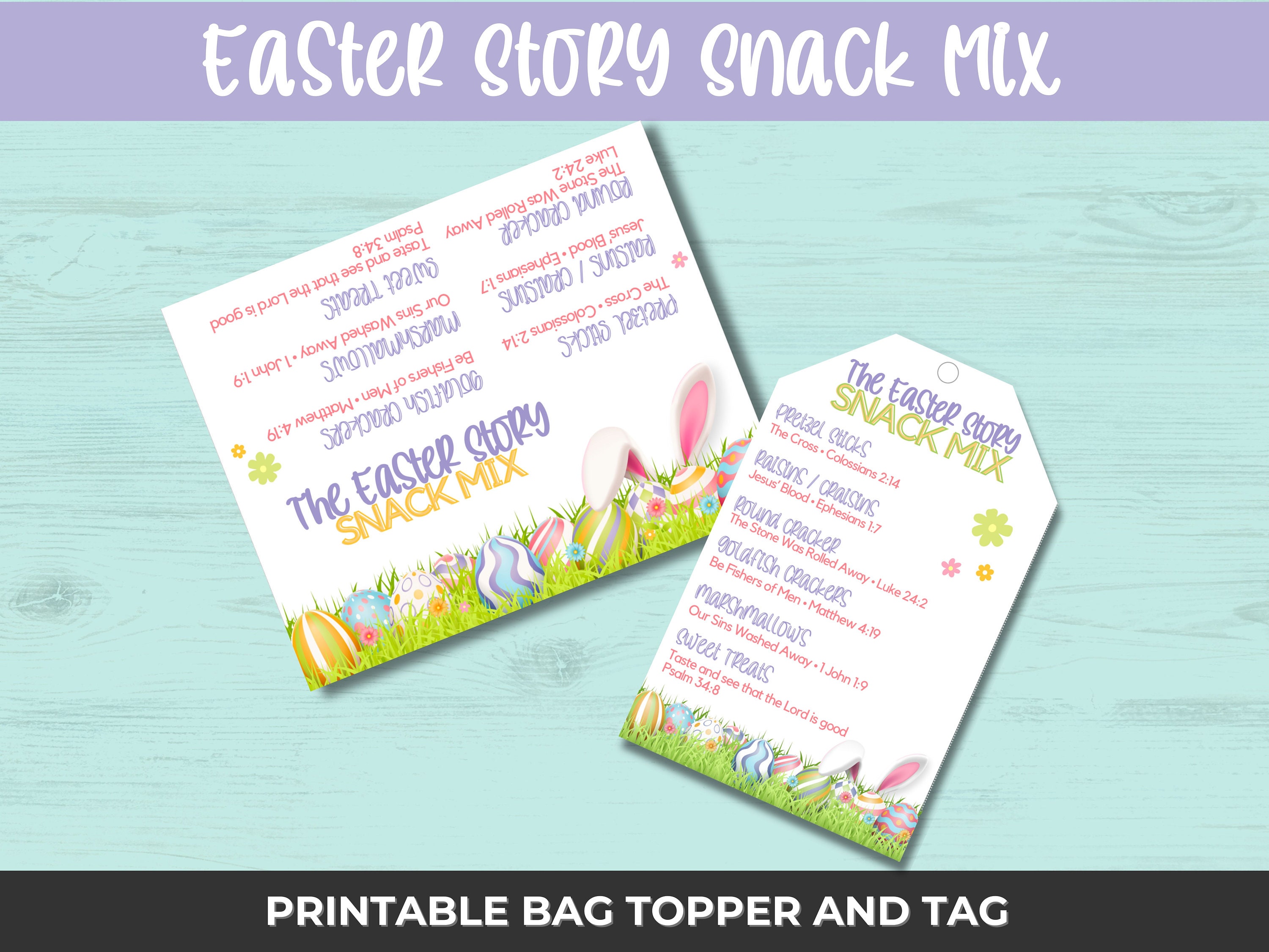 The Easter Story Snack Mix Printable Tag and Bag Topper, Resurrection ...
