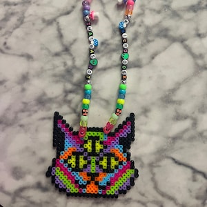 Kandi Perler Necklace: Trippy Kitty - Etsy