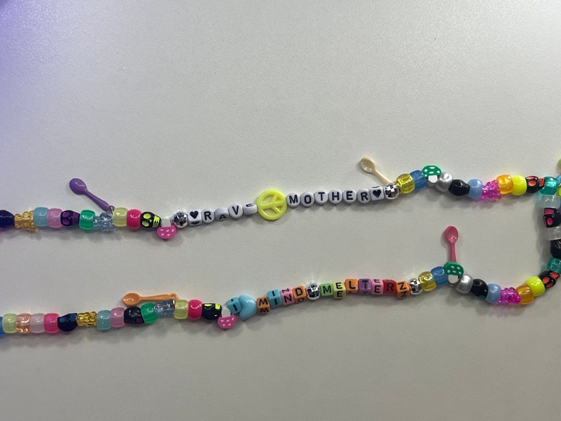 Trippy Smilez Kandi, Perler Necklace, Rave Kandi, Rave Perler, Rave ...