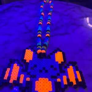 UV Glow Bat Perler Necklace, Kandi Necklace, Rave Accessories, Perler ...