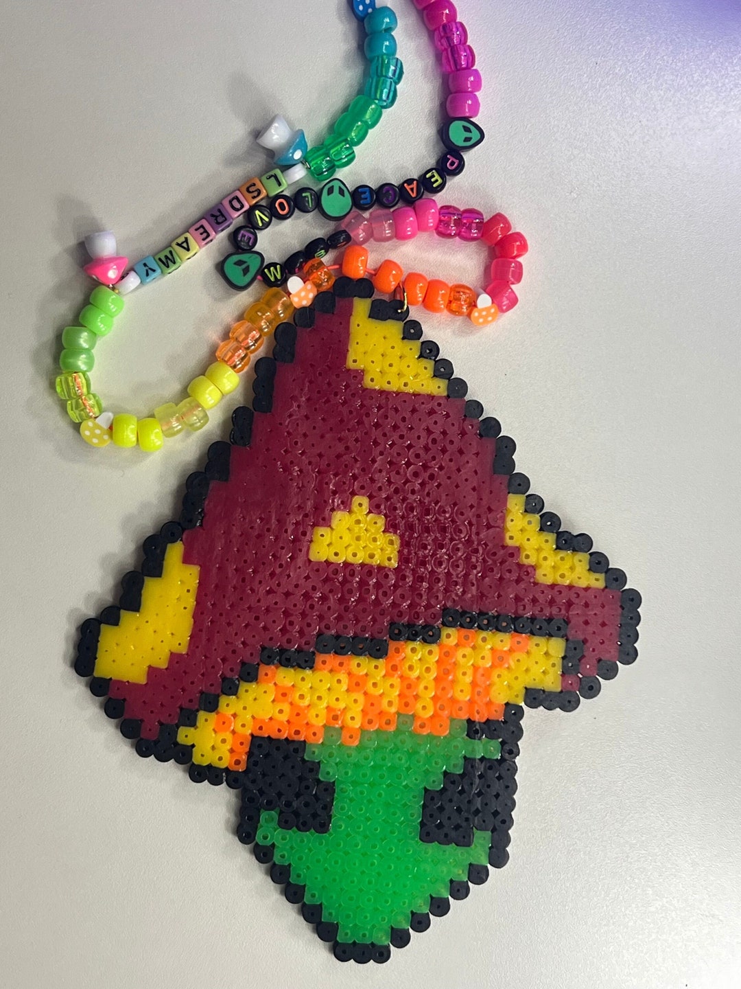 Lsdream Mushi Mushi Perler Necklace, UV Glow, Kandi Bracelet, Rave Accessories, Perler Kandi - Etsy