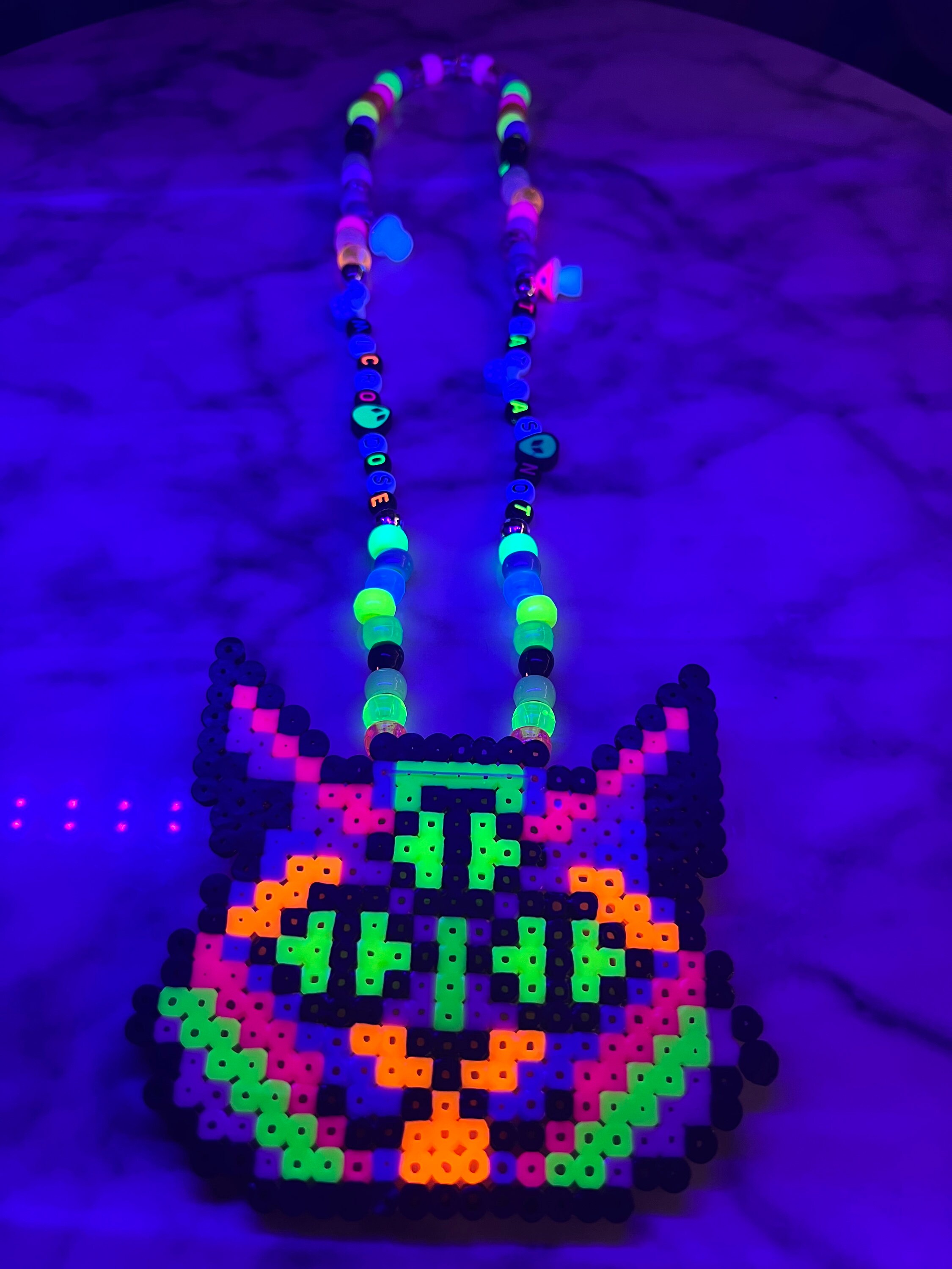 Kandi Perler Necklace: Trippy Kitty - Etsy