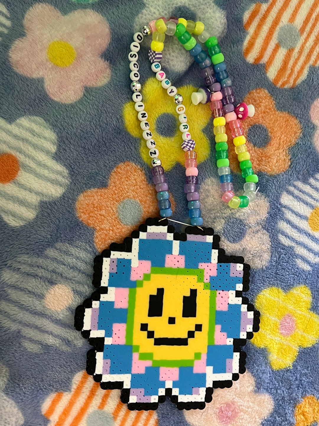 Disco Lines Perler, Perler, Kandi Necklace, Kandi, Rave Perler, Flower ...
