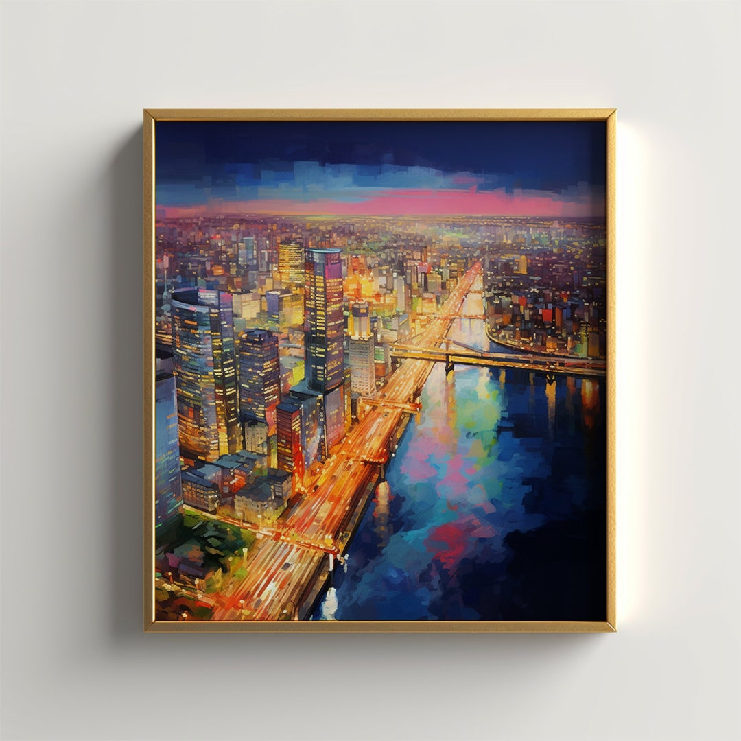 New York Skyline Canvas Painting Wall Art New York Landscape Wall Decor ...