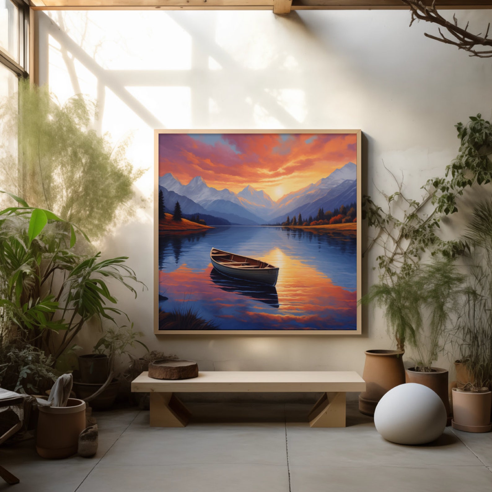 Sunset Nature Painting Landscape Wall Art Sunset Wall Art Nature Art ...