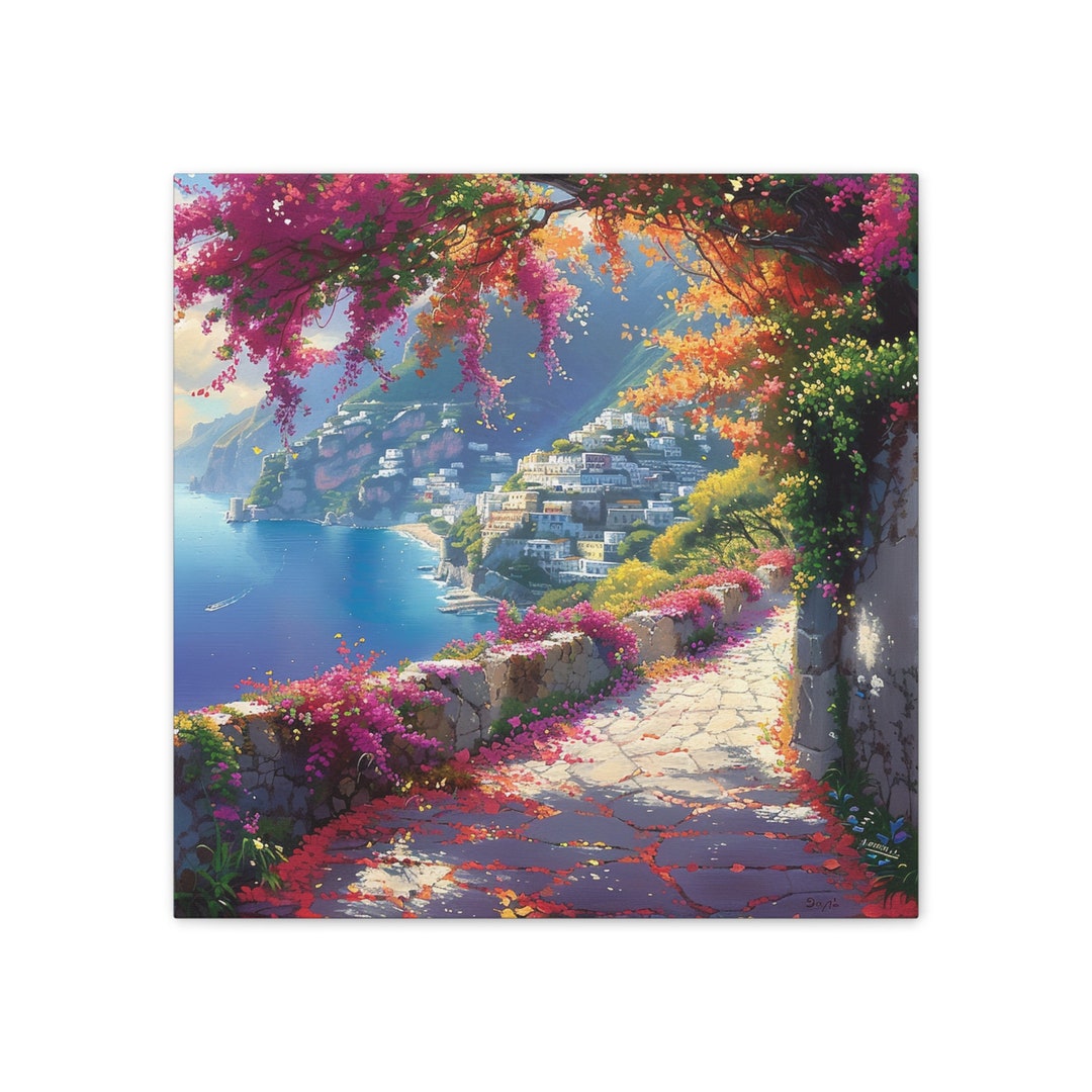 Rustic Painting Vintage Coastal Town Beach Print Country Wall Decor ...