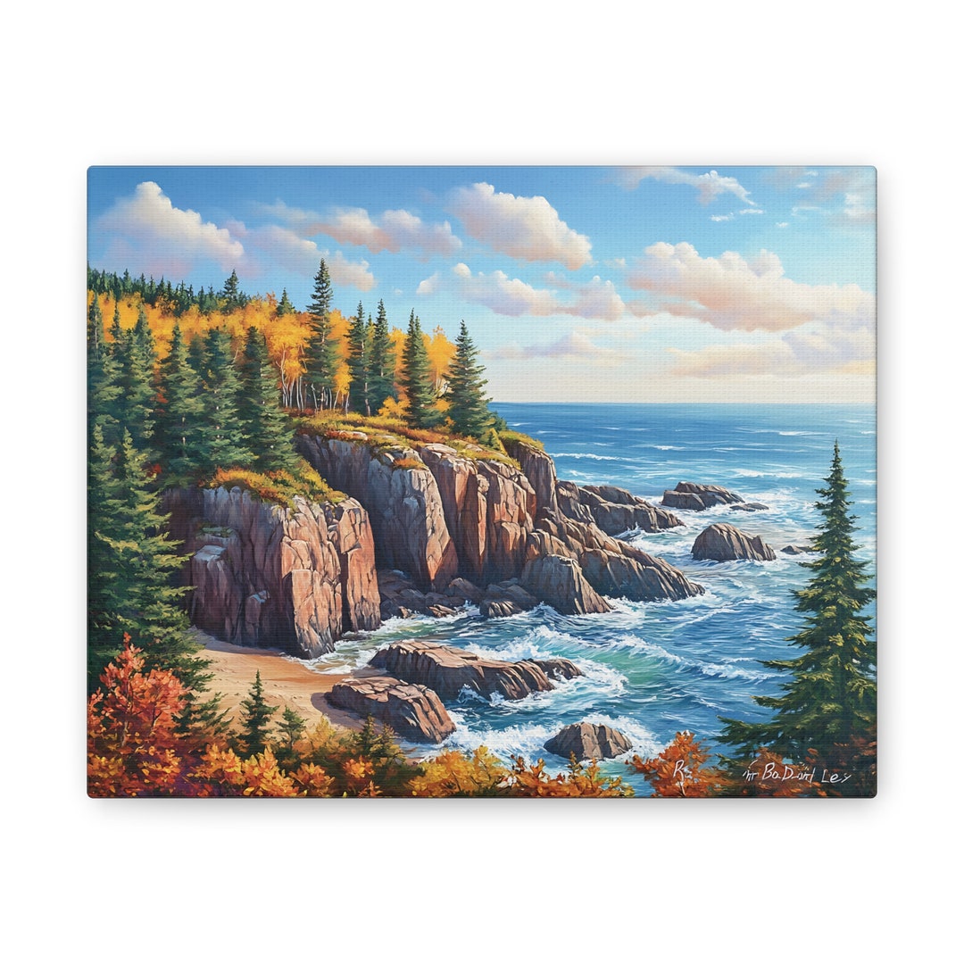 Coastal Seascape Canvas Print: Colorful Shoreline Wall Art - Etsy