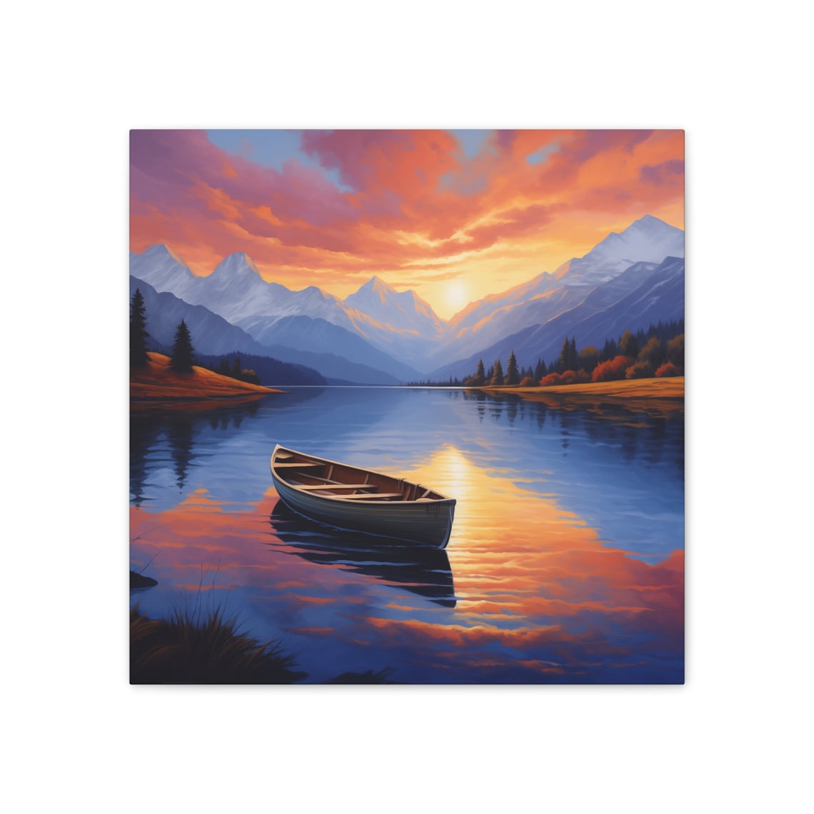 Sunset Nature Painting Landscape Wall Art Sunset Wall Art Nature Art ...