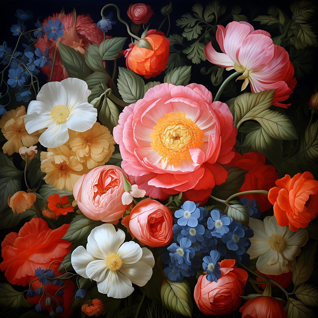 Beautiful Flower Canvas Painting Flower Art Print Colorful Flower Art ...