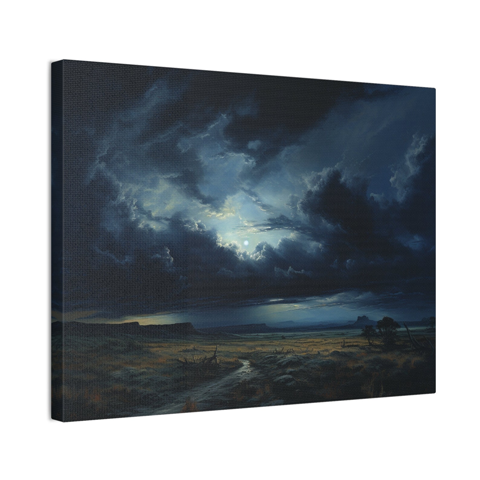 Vintage Night Sky Canvas Art: Storm Clouds Landscape Painting - Etsy