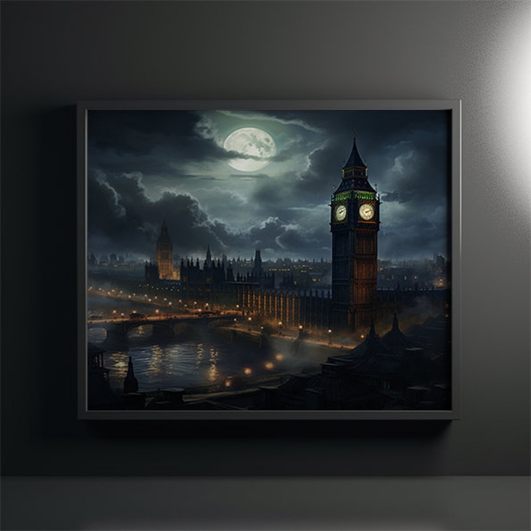 London England Canvas London Painting Vintage Canva Landscape Wall ...