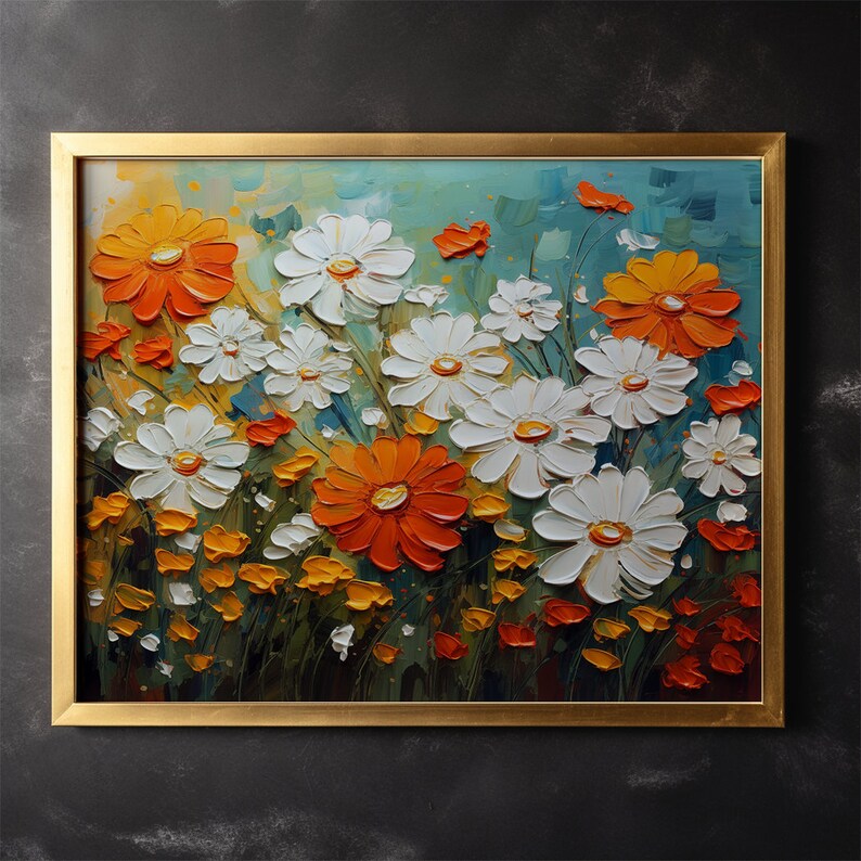 Beautiful Flower Canvas Painting Flower Art Print Colorful Flower Art ...