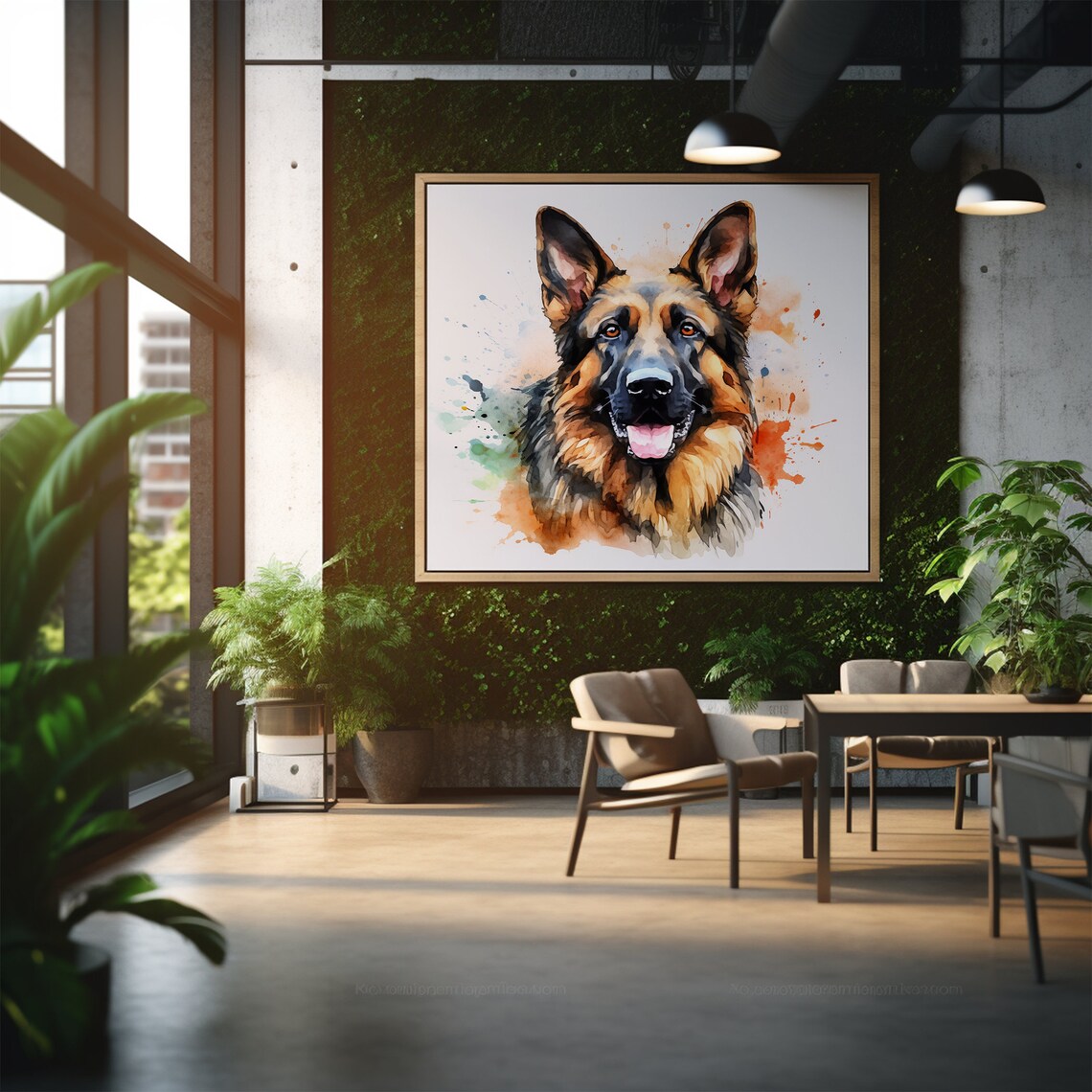 German Shepard Canvas Painting Dog Portrait Canva Wall Art Gift Idea ...