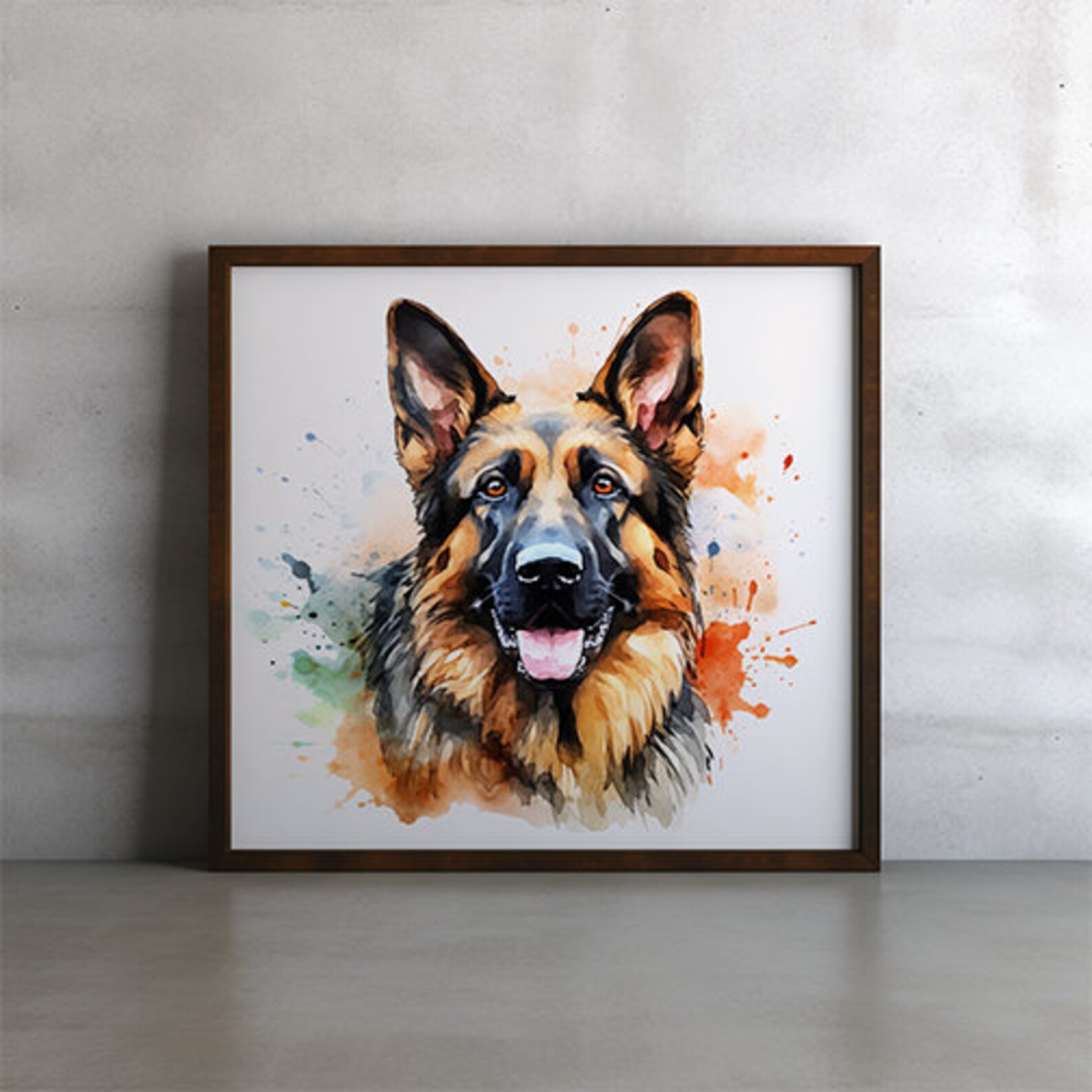 German Shepard Canvas Painting Dog Portrait Canva Wall Art Gift Idea ...