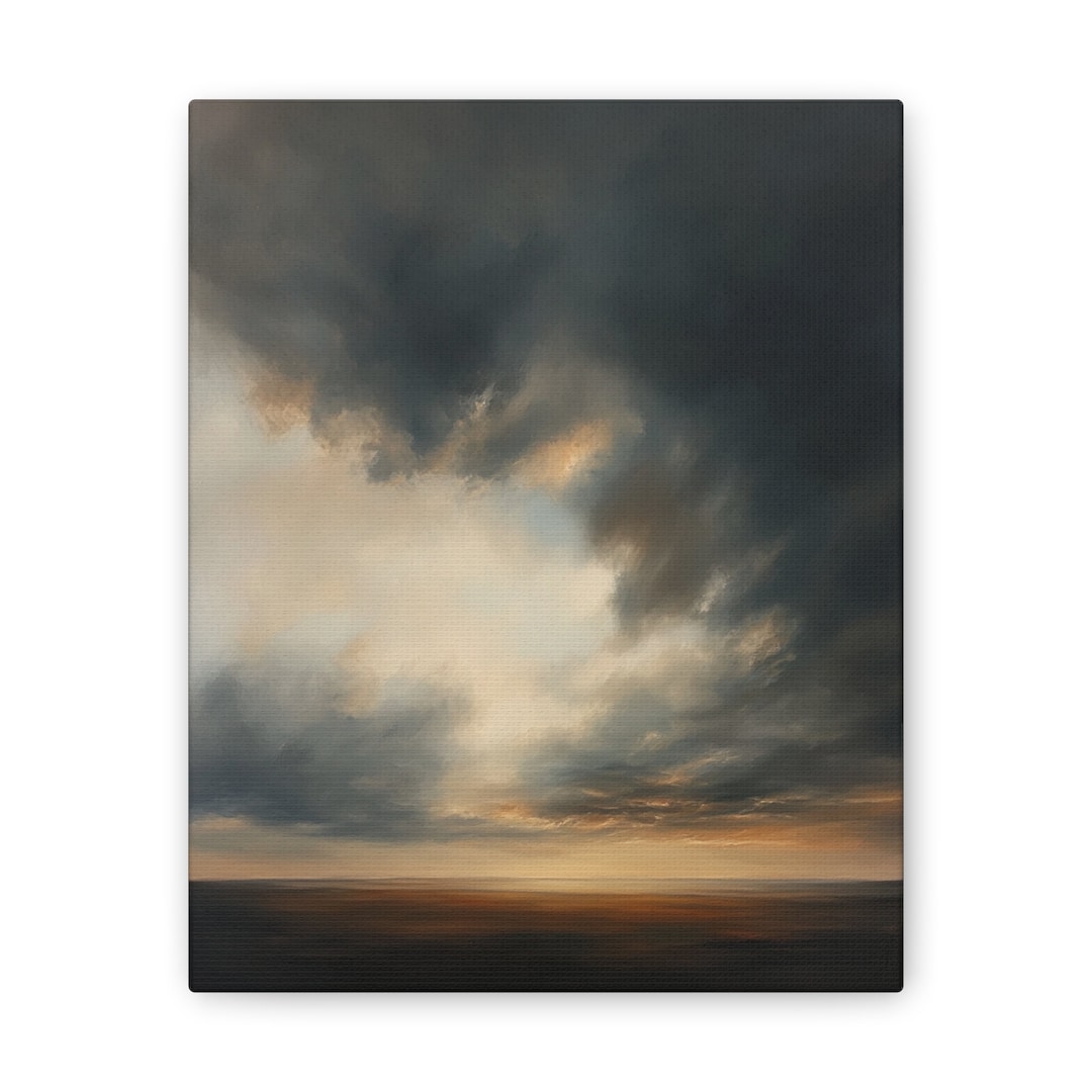 Cloudy Sky Painting Stormy Cloud Landscape Wall Art, Nature Decor ...