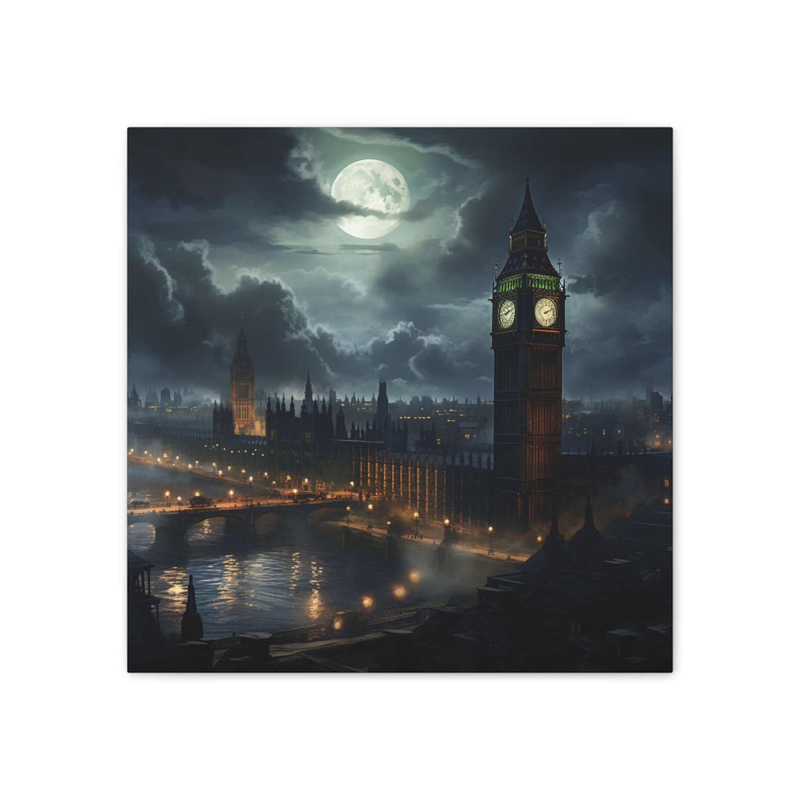 London England Canvas London Painting Vintage Canva Landscape Wall ...