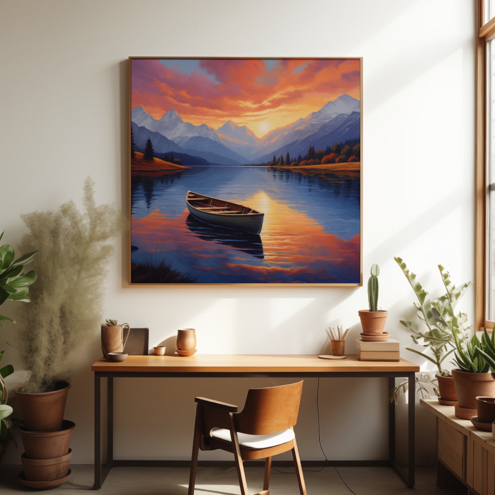 Sunset Nature Painting Landscape Wall Art Sunset Wall Art Nature Art ...