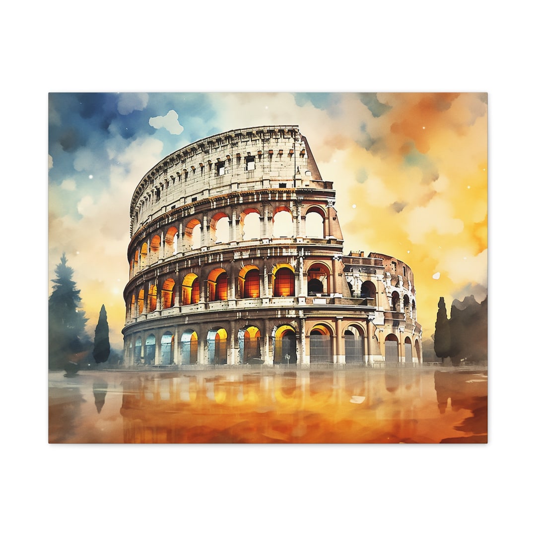 Rome Coliseum Landscape Canvas Painting Rome Italy Coliseum Colorful ...
