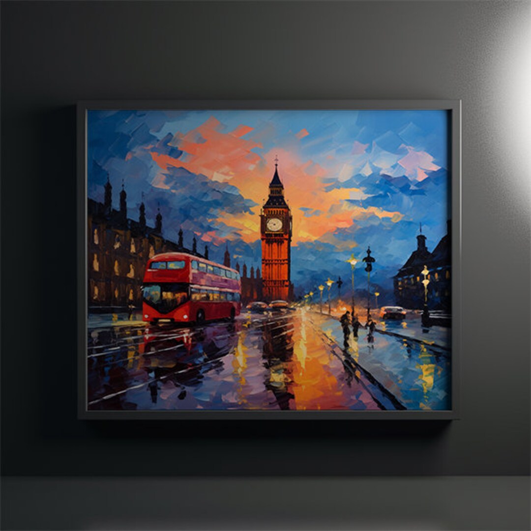 London England Canvas London Painting Vintage Canva Landscape Wall ...