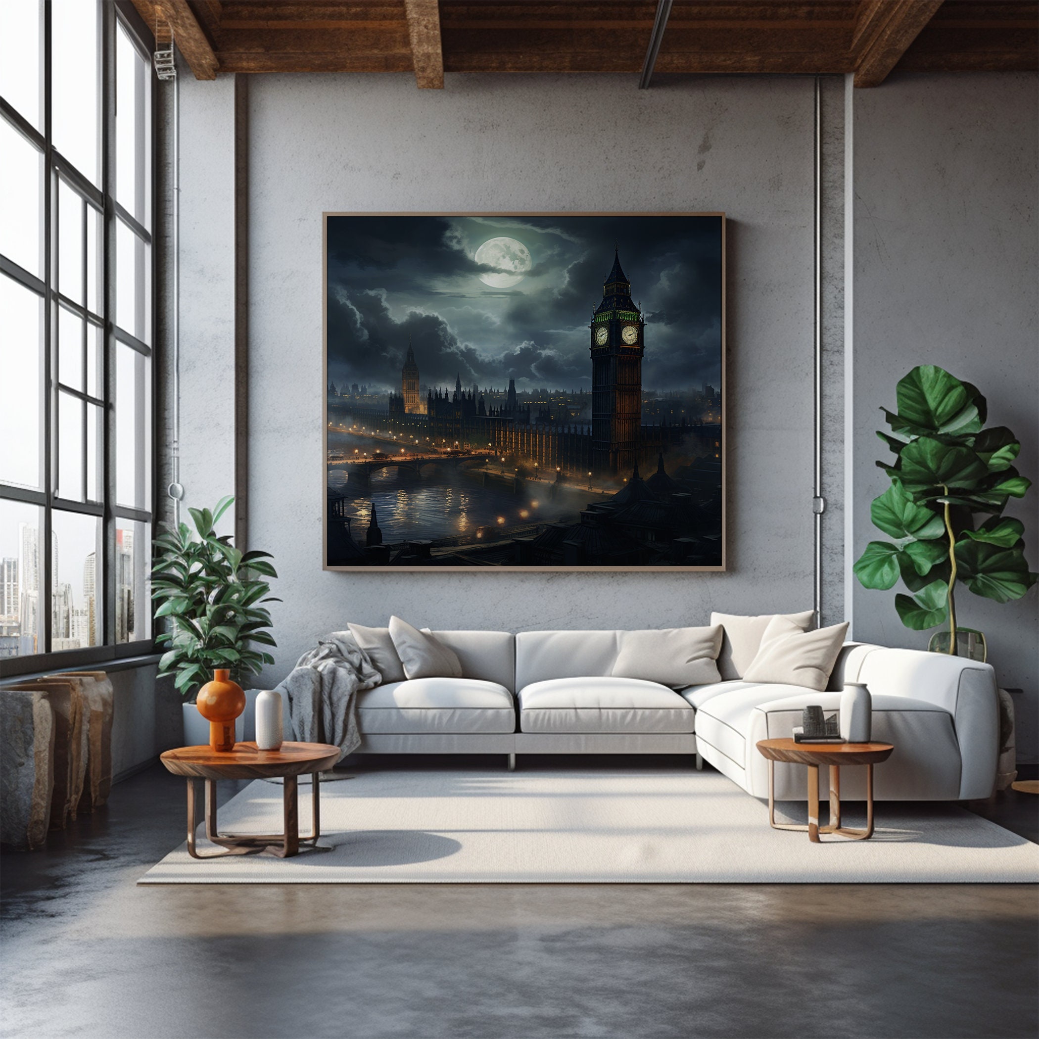 London England Canvas London Painting Vintage Canva Landscape Wall ...