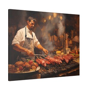 BBQ Grill Chef Canvas Painting Wall Art BBQ Meat Grill Master Fathers ...