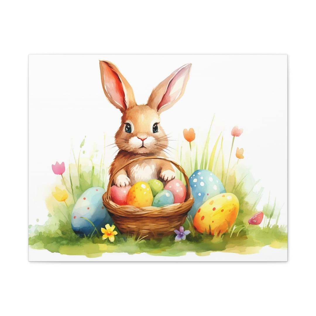 Easter Bunny Canvas Painting Easter Holiday Art Painting Easter Egg ...