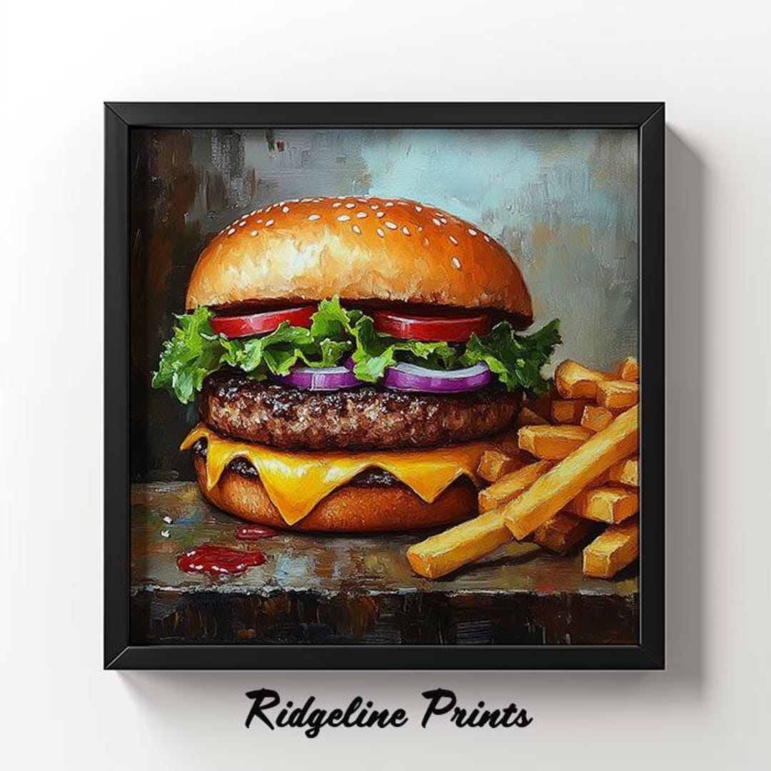 Burger Canvas Art, Fun Kitchen Decor, Foodie Gift, Unique Wall Art ...