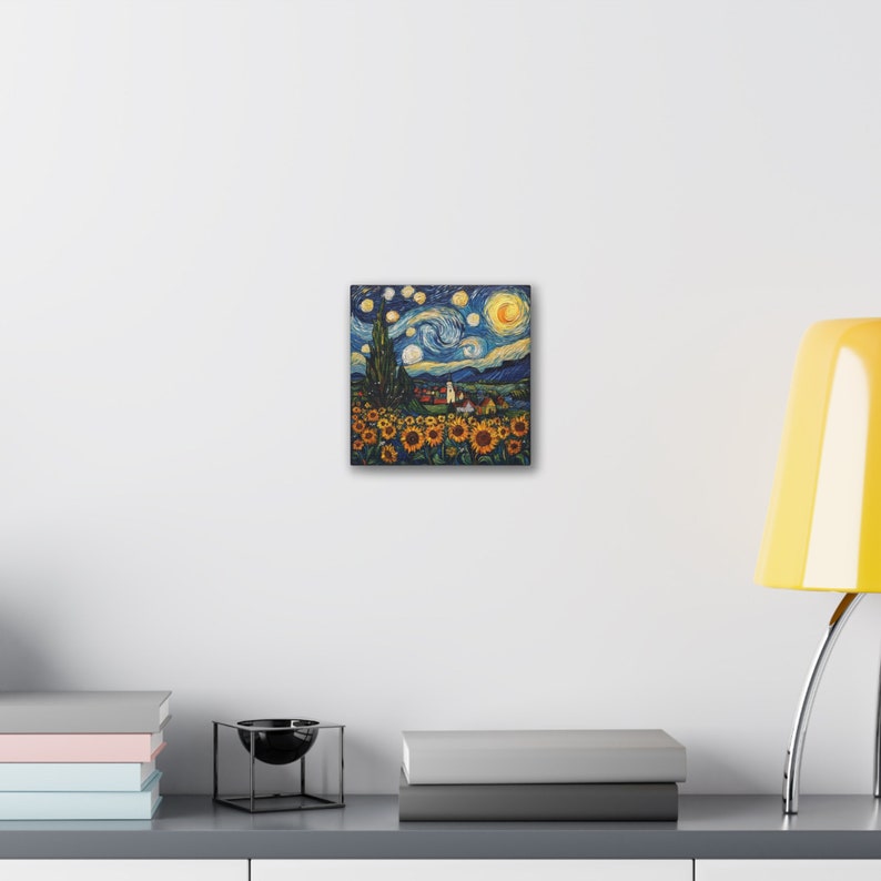 Van Gogh Starry Night Style Moon Lit Night Canvas Print Vintage ...