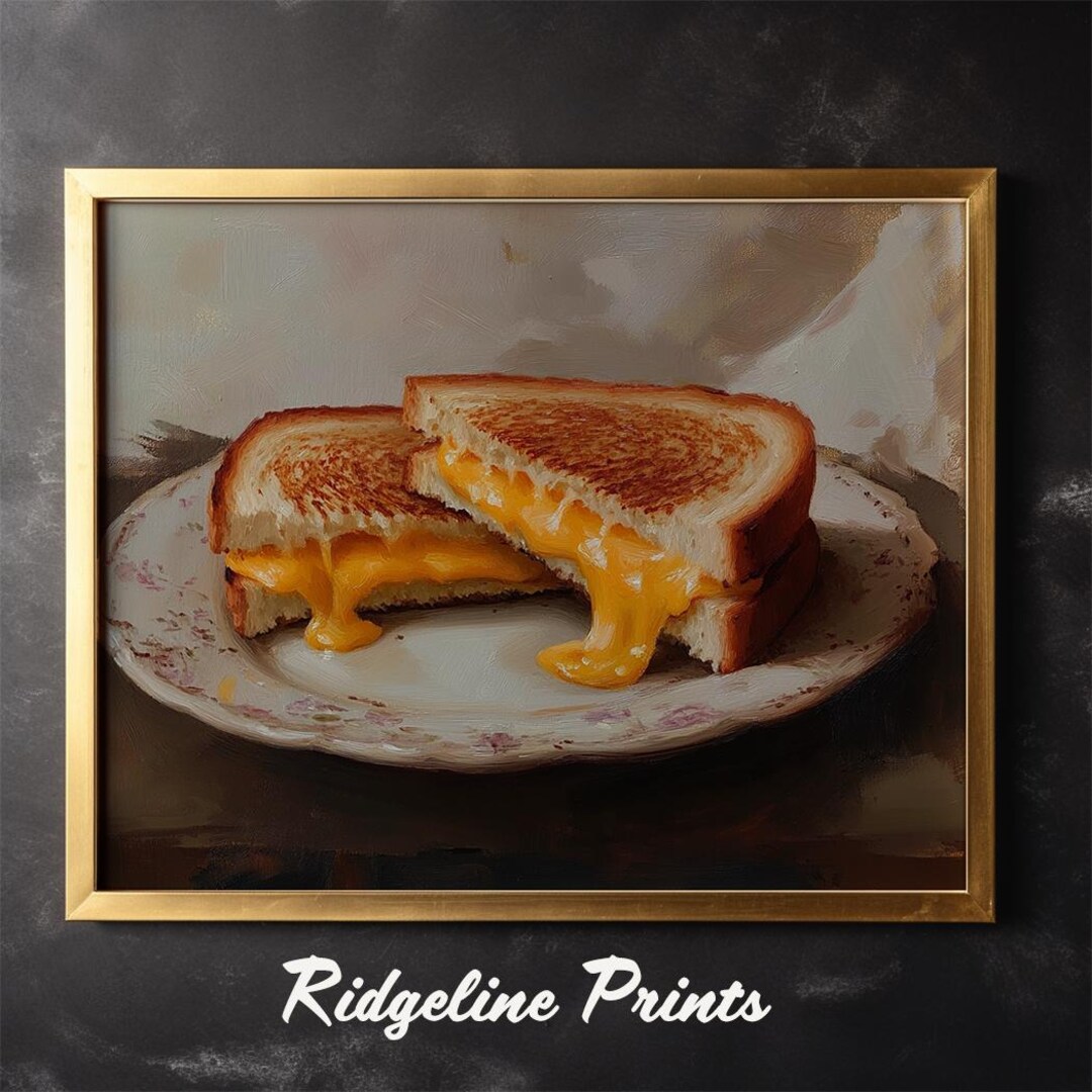 Cheesy Grilled Cheese Canvas Art, Cozy Kitchen Decor, Foodie Wall Art ...