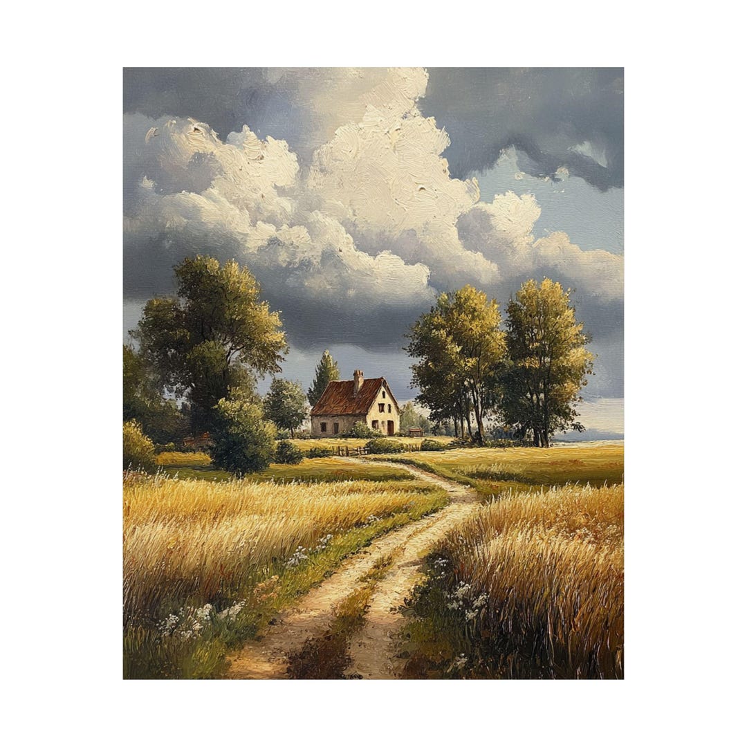 Rural Country Landscape Vintage Poster | Barn House Wall Art for Home ...