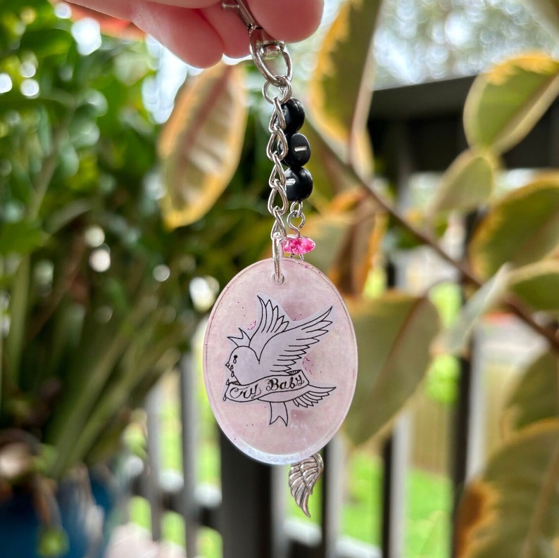 Lil Peep Resin Keychain Oval Cry Baby Dove Resin Charm - Etsy