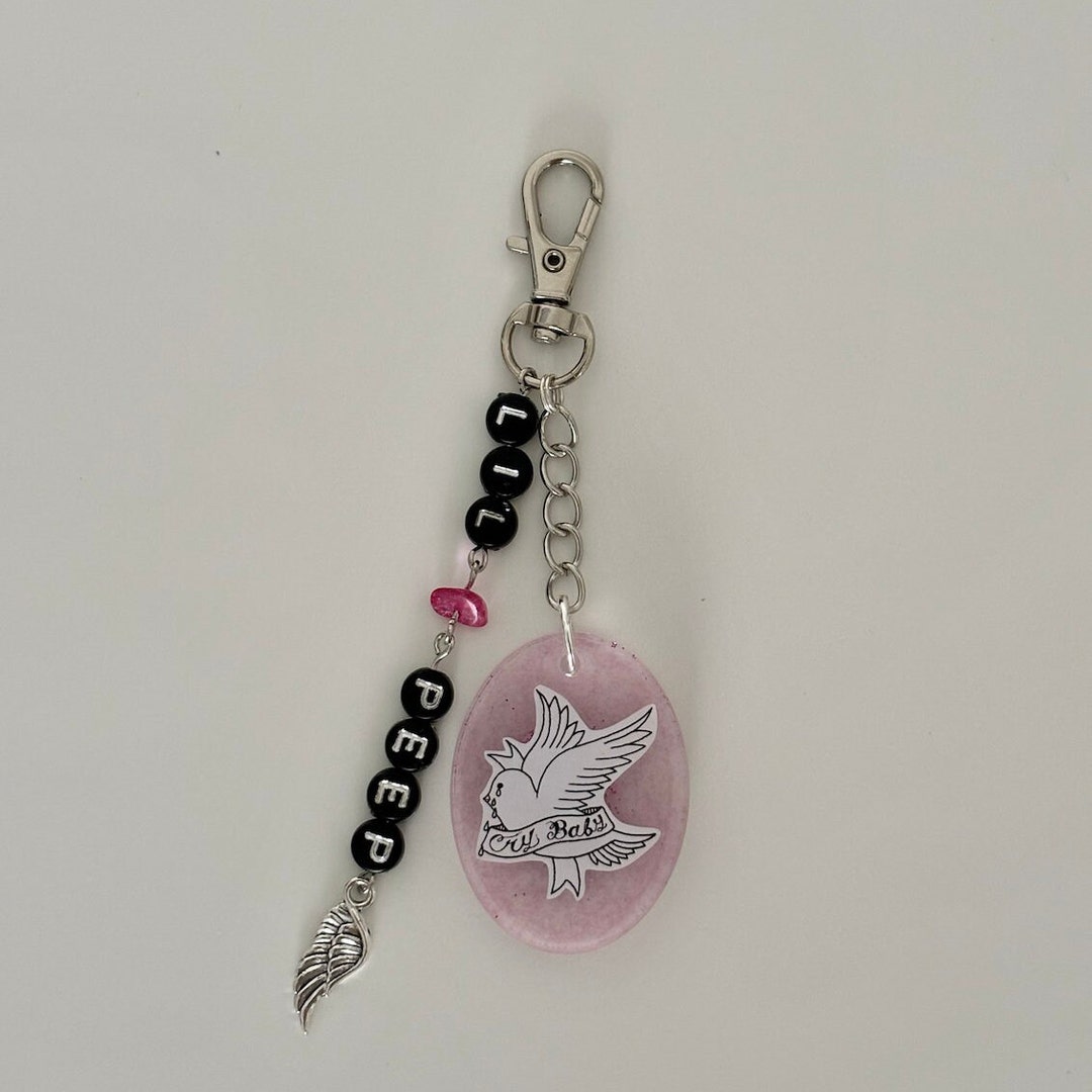 Lil Peep Resin Keychain Oval Cry Baby Dove Resin Charm - Etsy