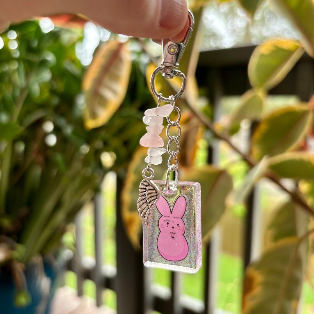 Lil Peep Resin Keychain - Small Pink Bunny Resin Charm Lil Peep Symbol ...
