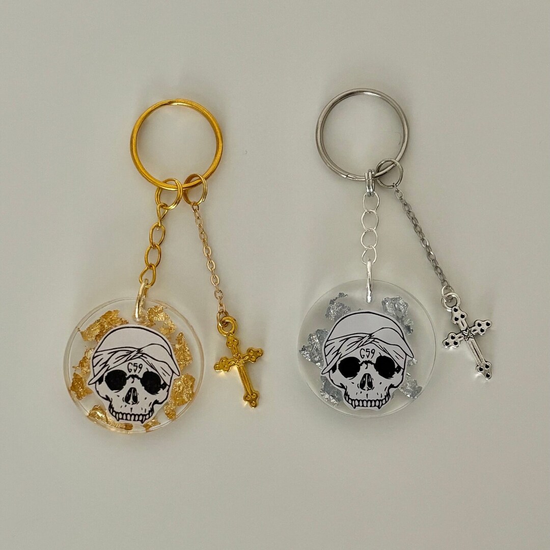 G59 Skull Logo Circle Resin Keychain; Suicideboys Charm, Gold or Silver ...