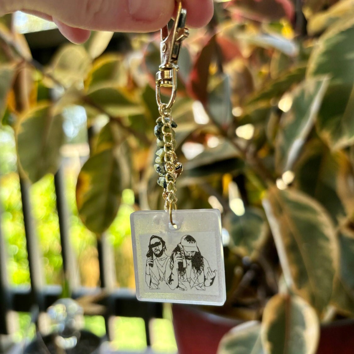 Suicideboys Ruby Da Cherry + Scrim Resin Keychain - Small Square Resin Charm Translucent Gold ...