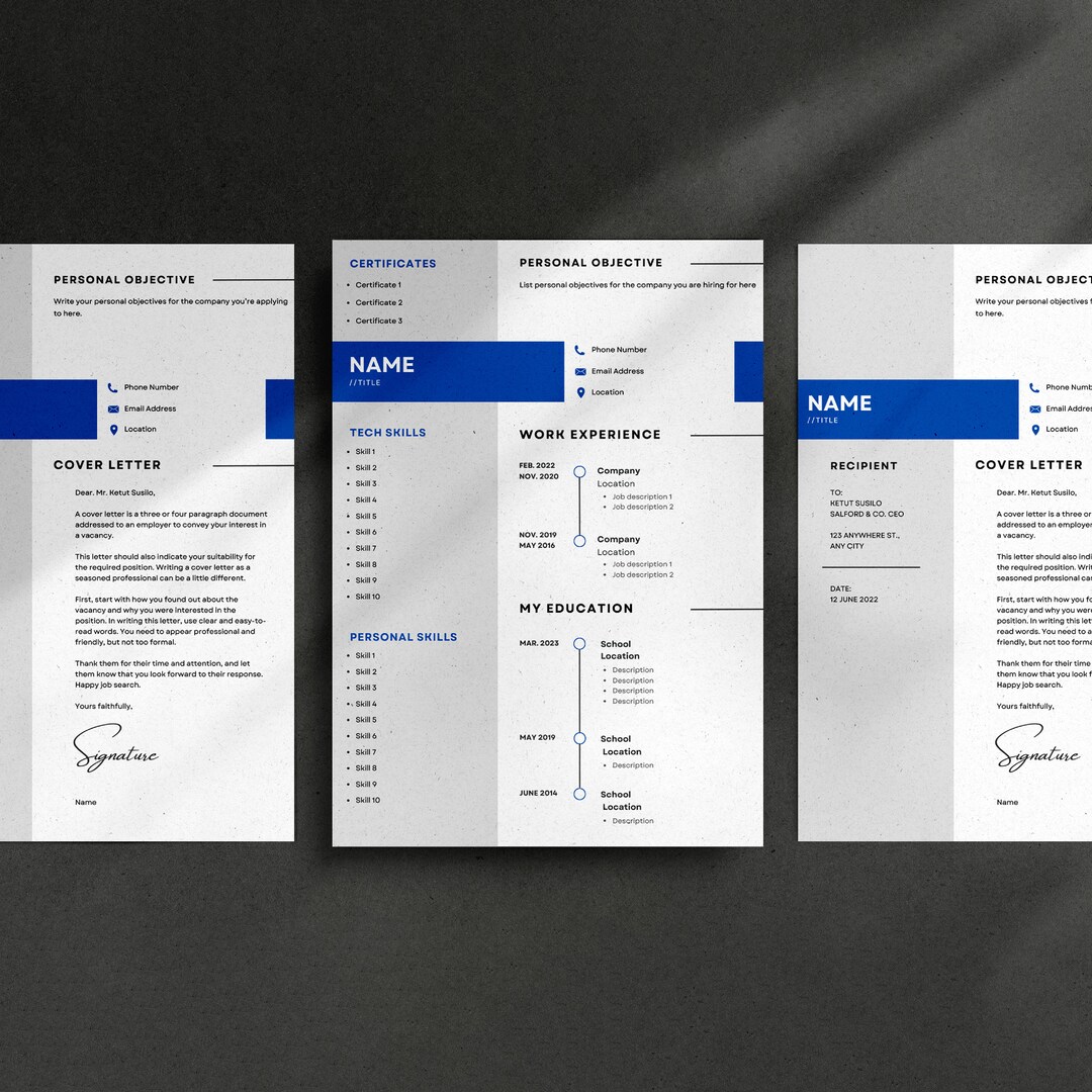 Modern Resume Cover Letter Template, Minimalist Design, Resume & Cover ...