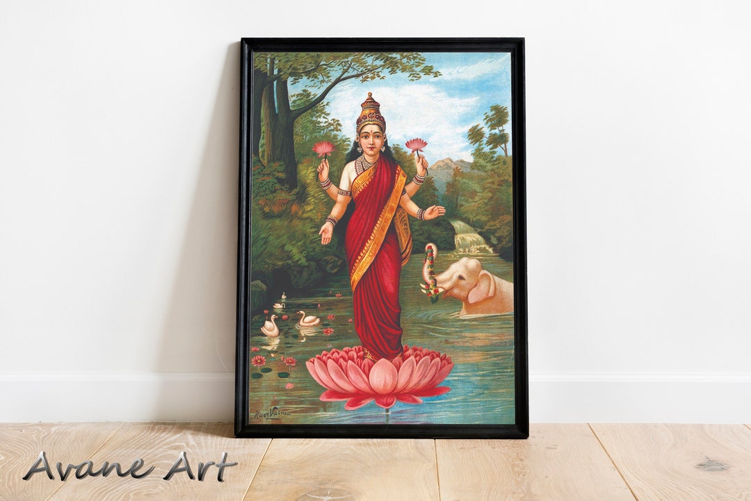 Goddess Lakshmi Raja Ravi Varma Painting: Indian Religious Art (digital ...