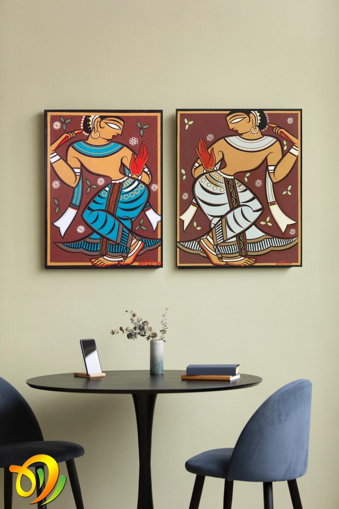 Kalighat Painting Set: Gopini Art by Jamini Roy (digital Download) - Etsy