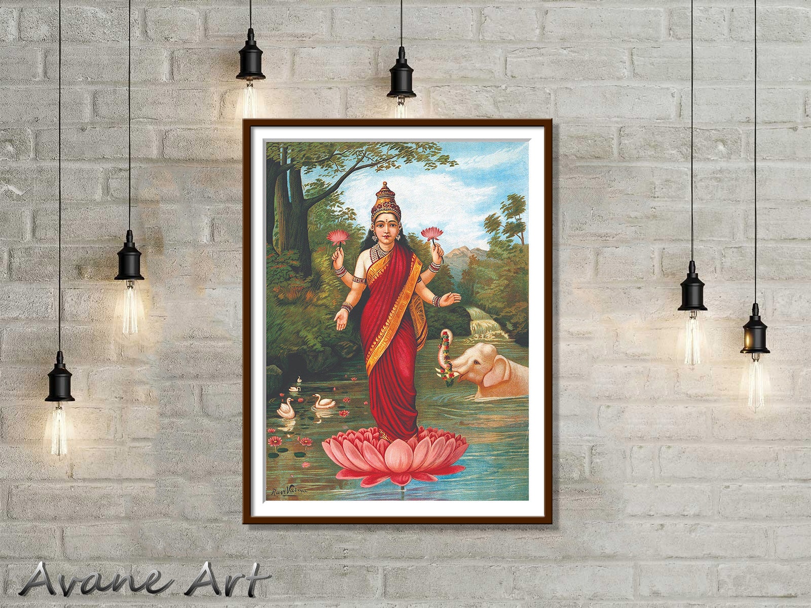Goddess Lakshmi Raja Ravi Varma Painting: Indian Religious Art (digital ...