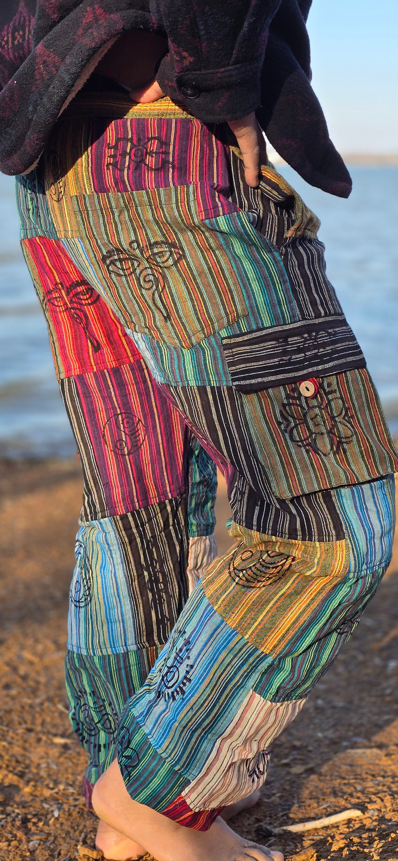 Organically Handmade Natural Stonewashed Hippie Colorful Hemp ...