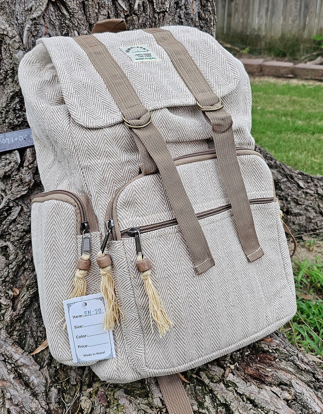 Himalayan Hemp Backpack: Large Boho Drawstring Rucksack - Etsy