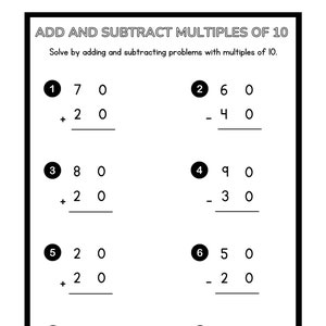 Adding and Subtracting Multiples of 10 - Etsy